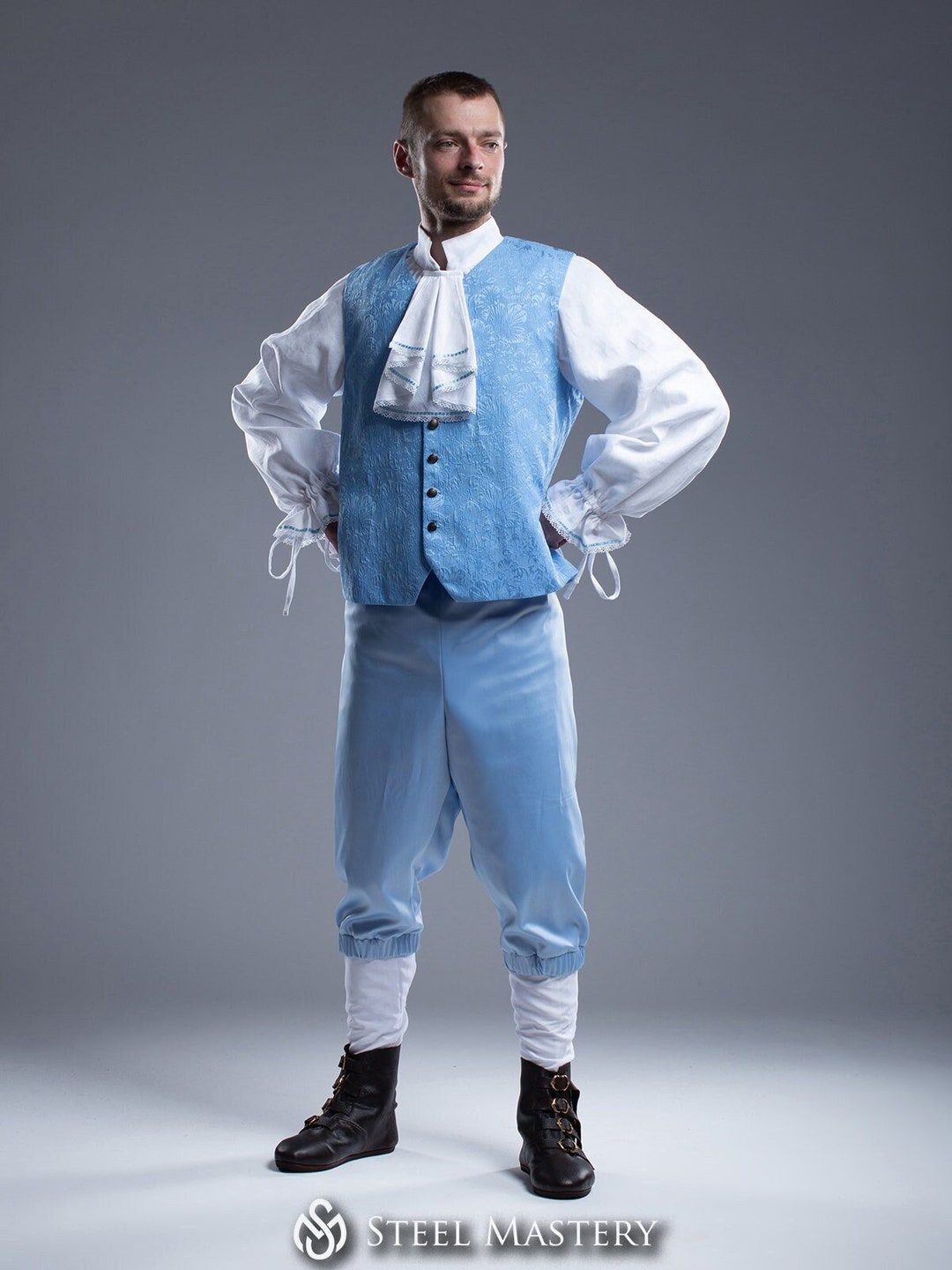 Royal Costume Jacquard Vest & Cotton Shirt for Men, Historical Costume ...