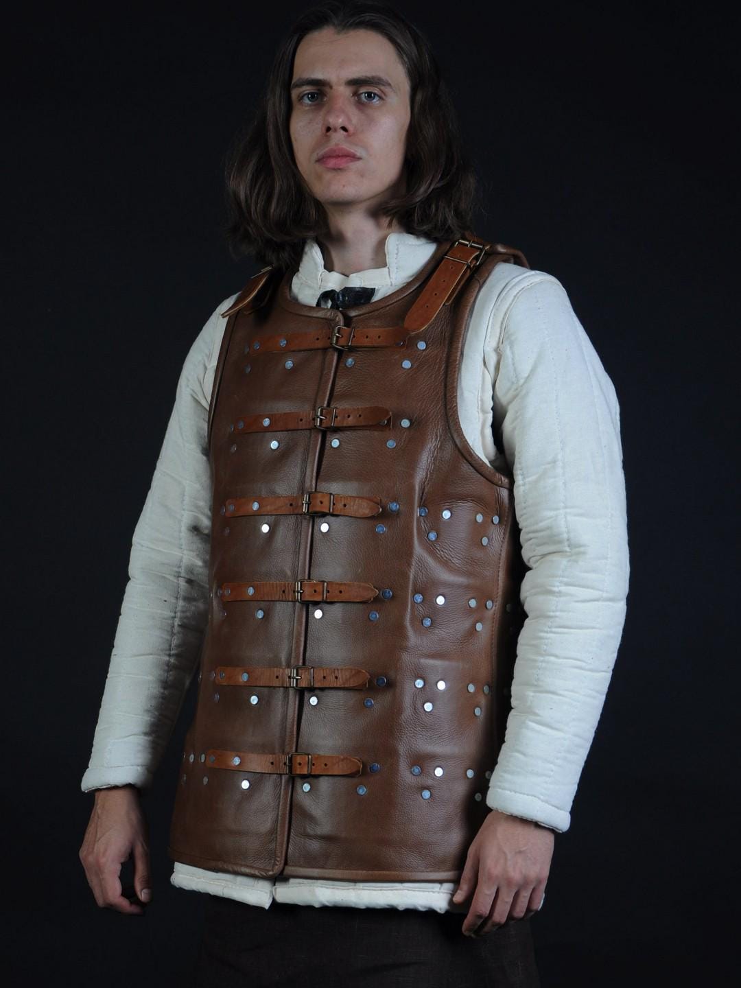 Leather Armor Vest, Buhurt Breastplate, Brigandine Armor for Man, HEMA ...