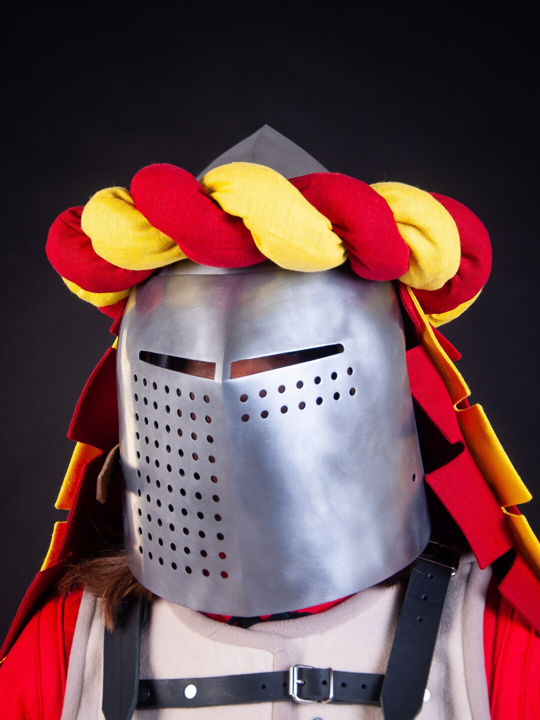 Larp Armor Linen Padded Coif - Medieval Arming Cap For Helmet - Quilted ...