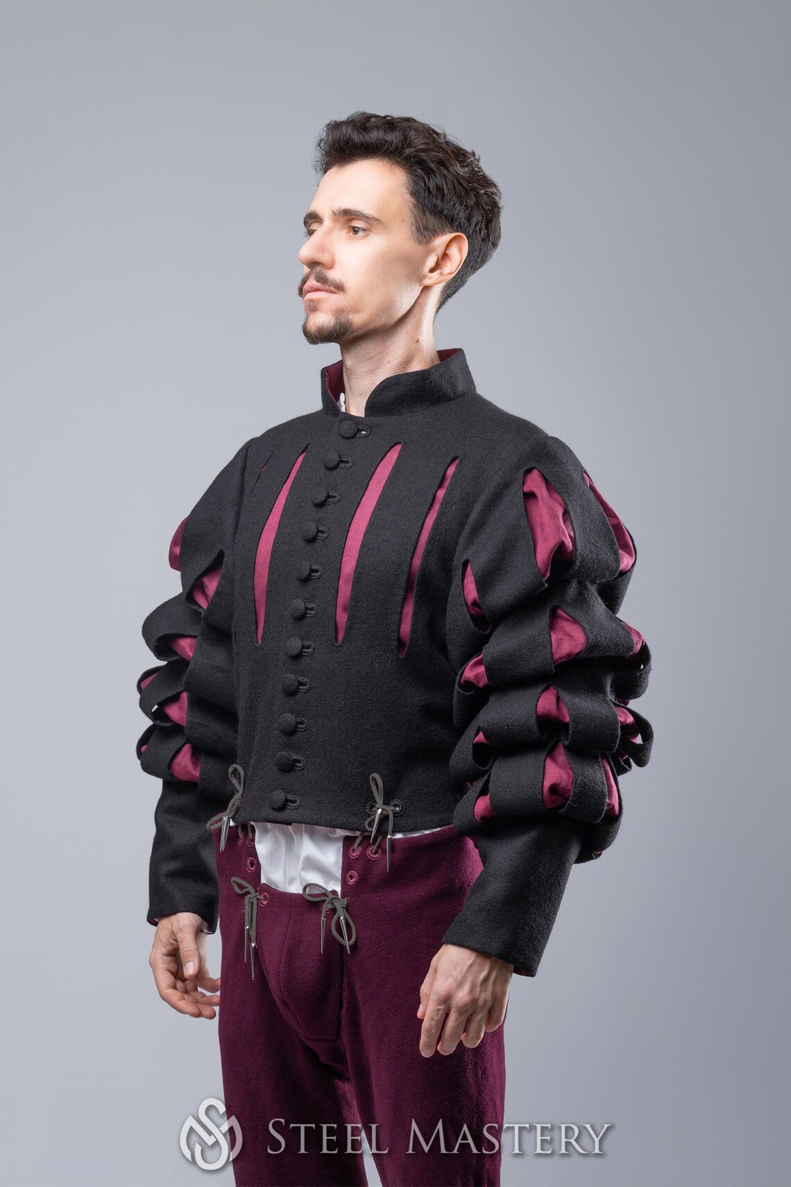 Wool Landsknecht Doublet, Puffed Sleeves Doublet, Historical ...