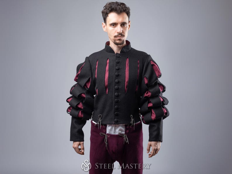 Wool Landsknecht Doublet, Puffed Sleeves Doublet, Historical ...