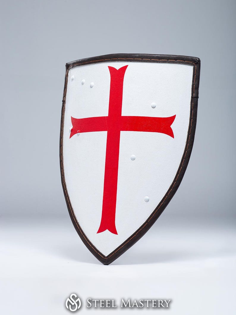 Templar Shield With Leather Edge, Crusader Shield, Cross Heater Shield ...