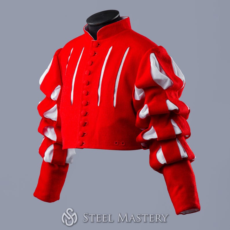 Landsknecht Puffed Sleeves Red Doublet, Wool Jacket, Reenactment ...