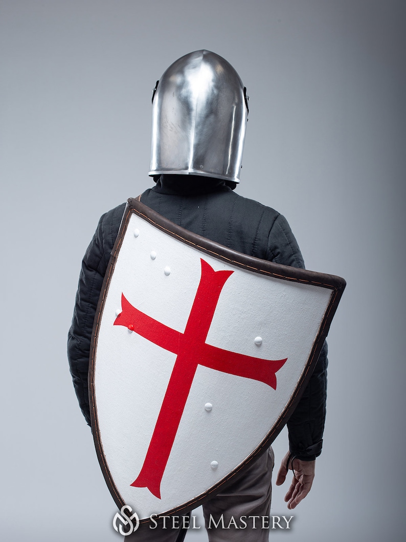 Templar Shield With Leather Edge, Crusader Shield, Cross Heater Shield ...
