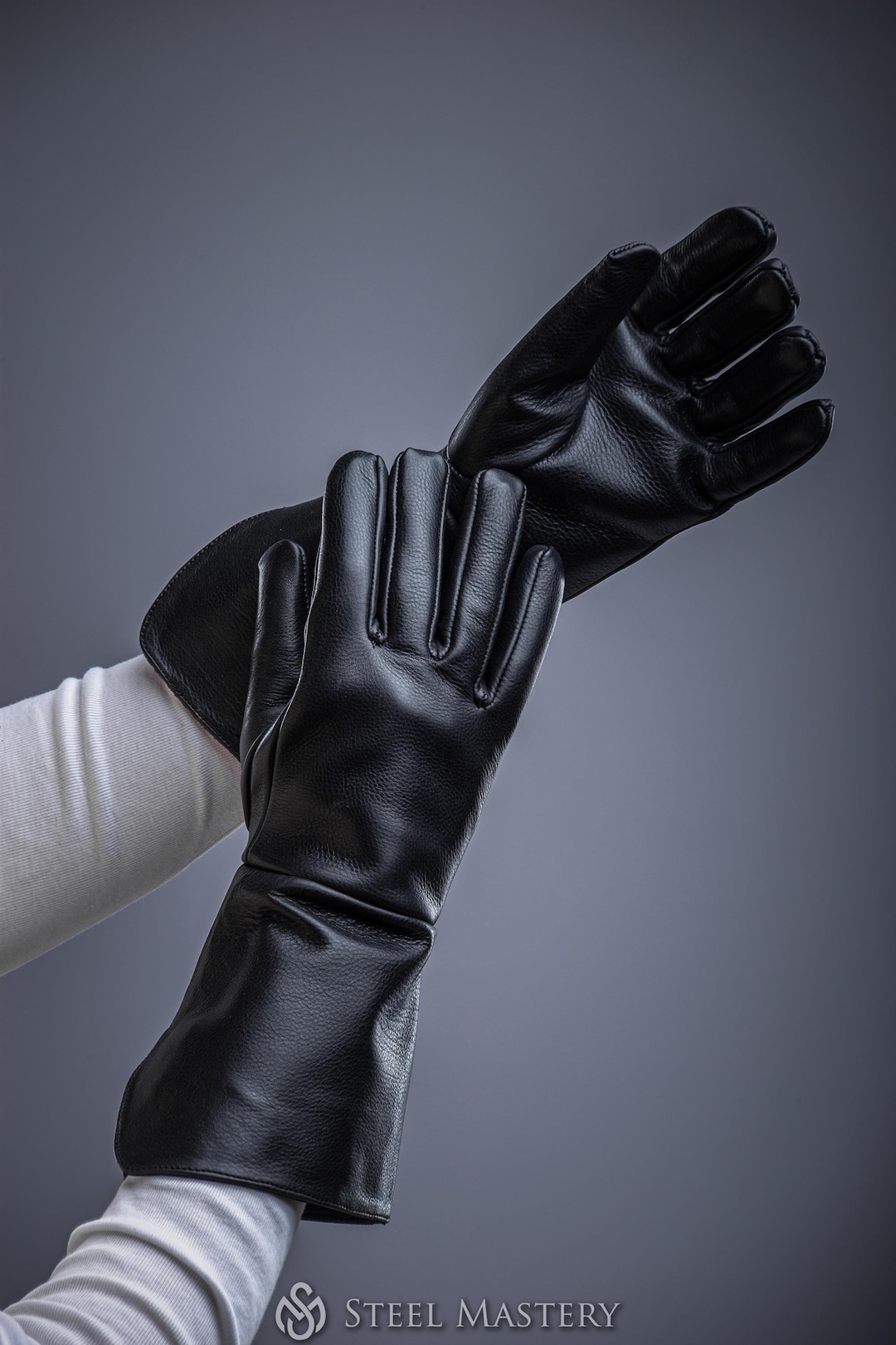 Medieval Swordsman Long Fencing Gloves, Leather Armor Gloves, LARP Hand ...