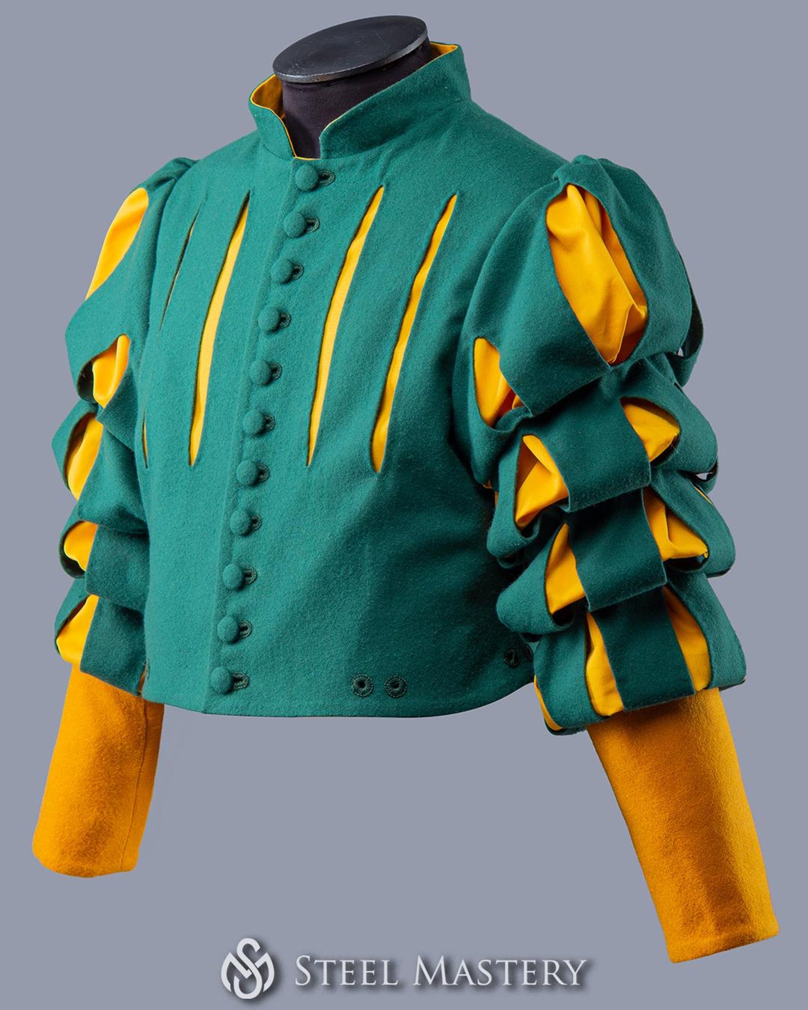 Light Doublet for Man, Grean and Yellow Landsknecht Jacket, Medieval ...