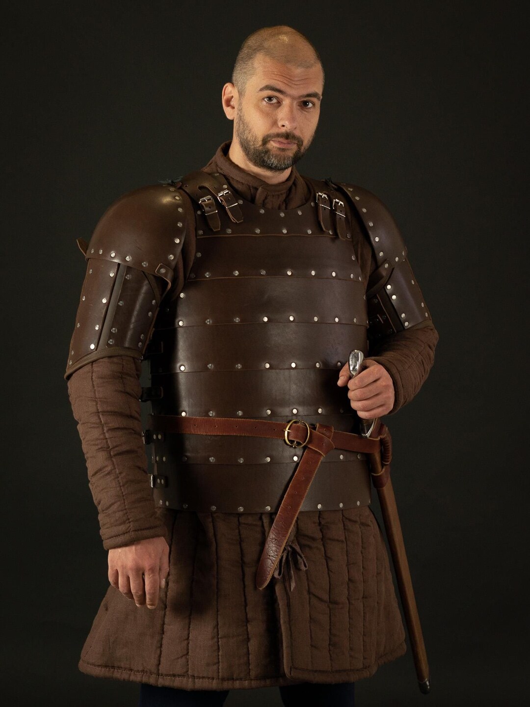 Leather Hammered Titanium Spaulders, Warrior Outfits, Medieval Armor ...