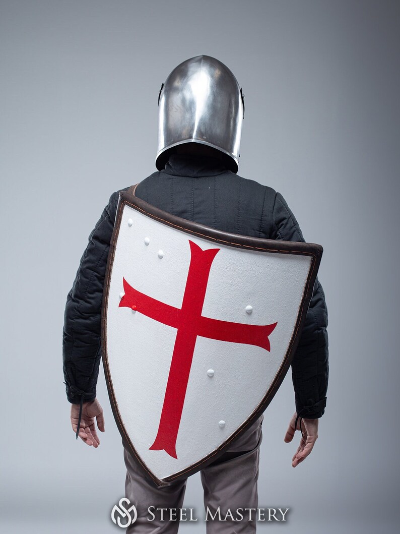 Templar Shield With Leather Edge, Crusader Shield, Cross Heater Shield ...