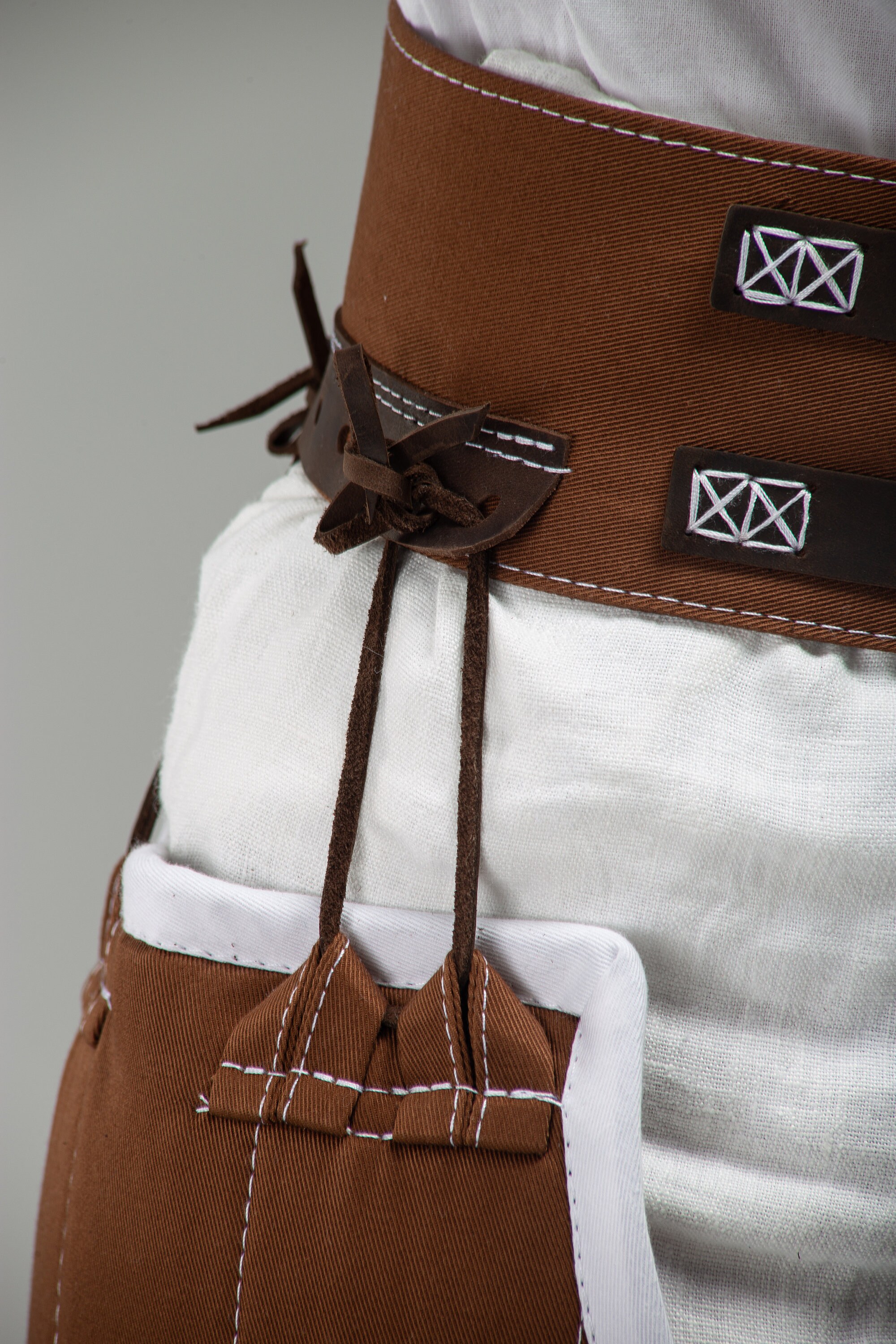 Arming Belt for Medieval Chausses, Linen Medieval Belt, Handmade Belt With Leather Parts, Ren ...