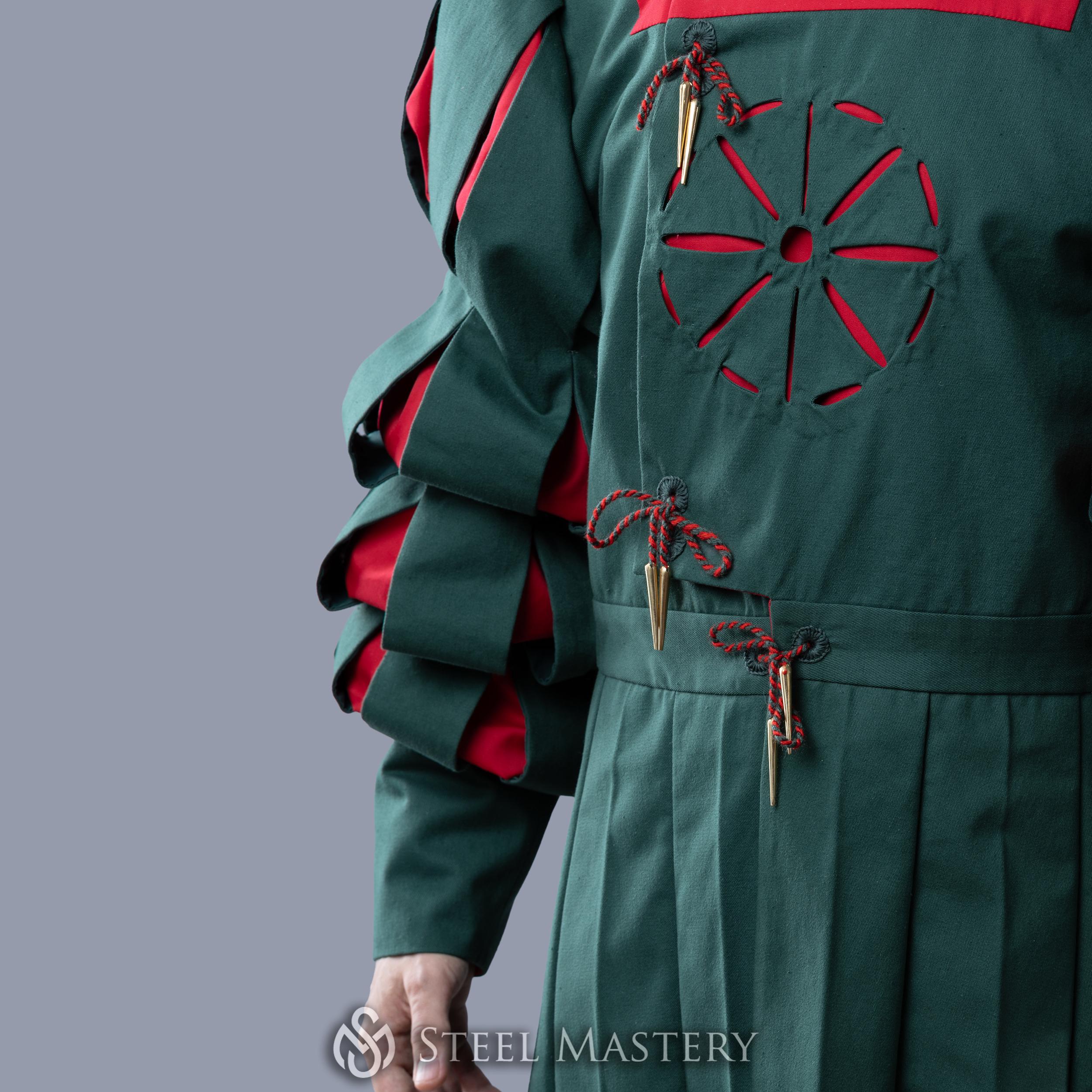 Green and Red Landsknecht Wool Coat, Renaissance Waffenrock, SCA LARP ...
