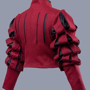 Medieval Clothing Men Wool Jacket, Landsknecht Puffed Sleeves Red ...