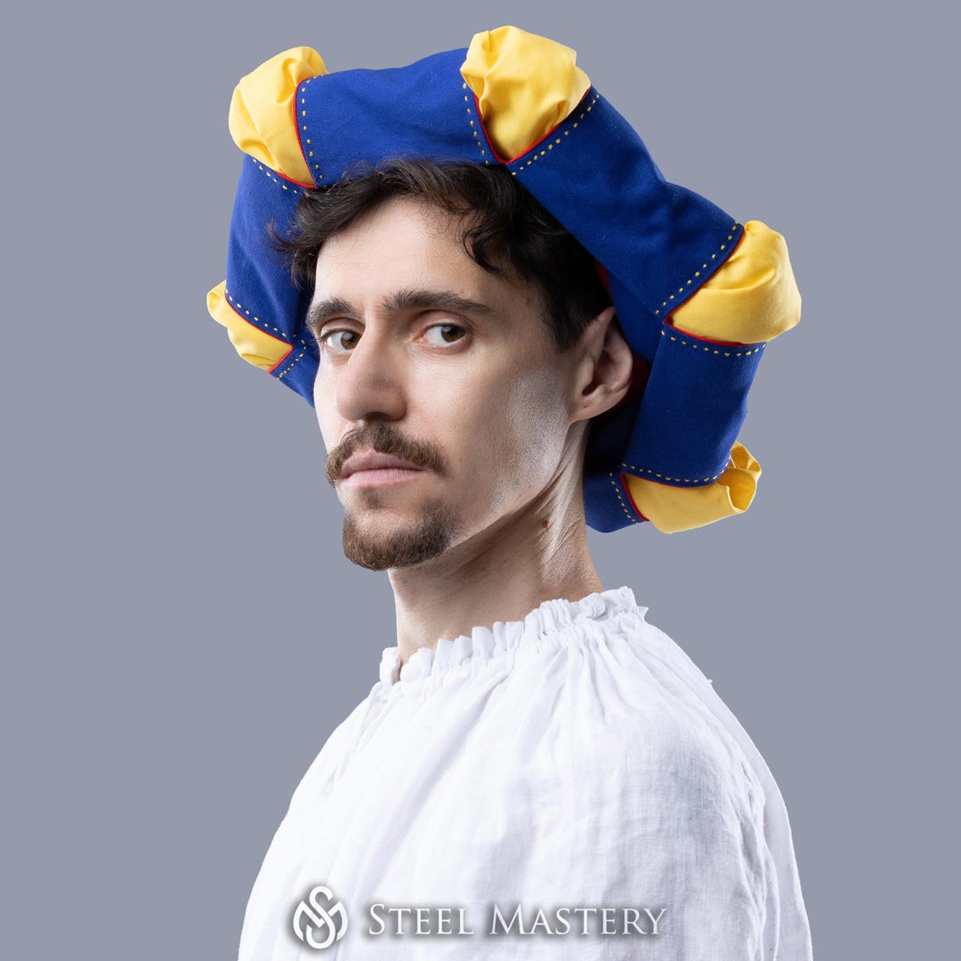 Cotton Landsknecht Hat, Two-colored Renaissance Headpiece - Etsy