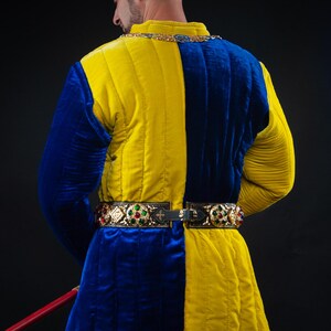 Velvet Gambeson, Fancy Gambeson Jacket, Custom SCA Gambeson, Blue and ...