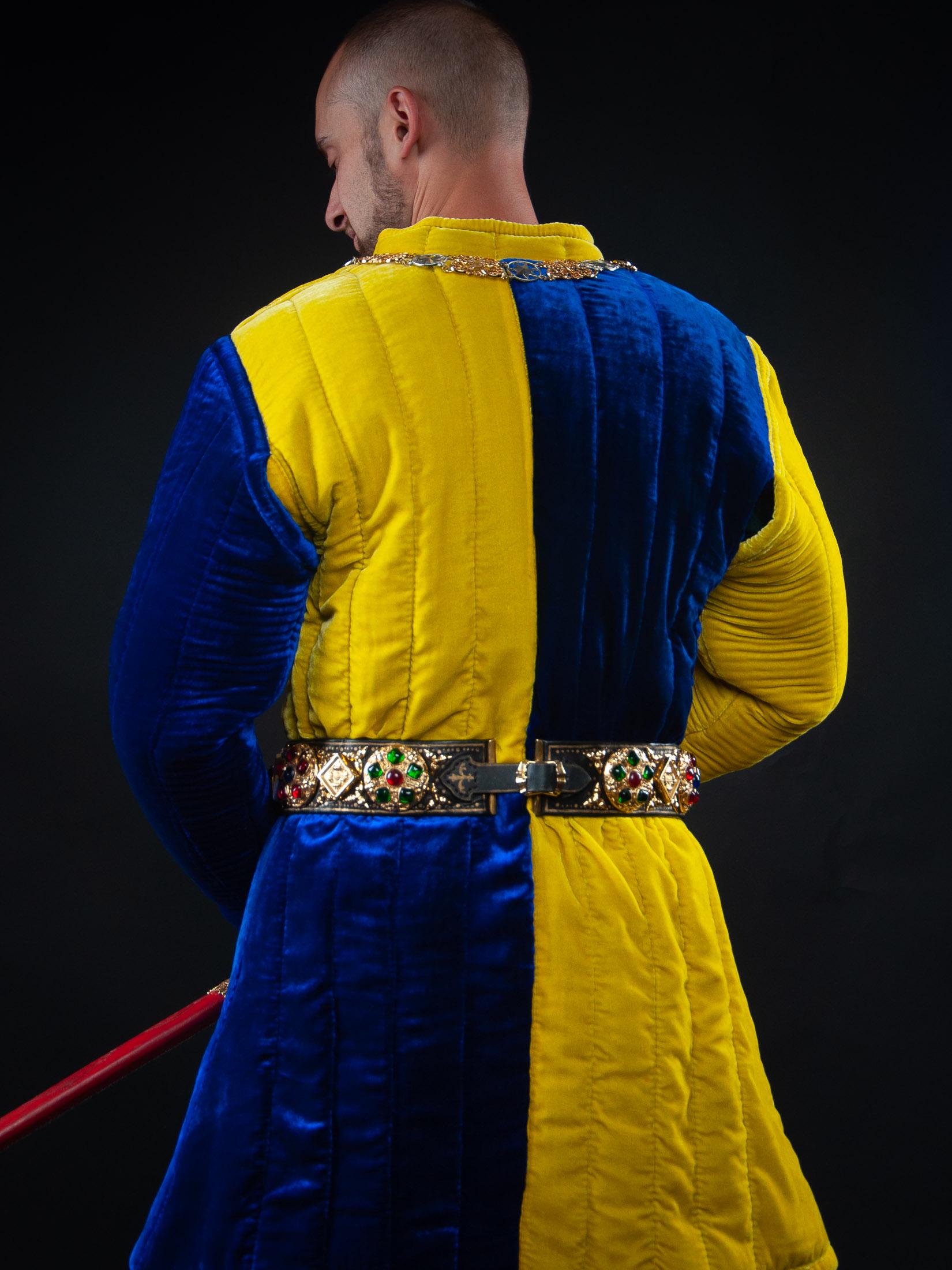 Velvet Gambeson, Fancy Gambeson Jacket, Custom SCA Gambeson, Blue and ...