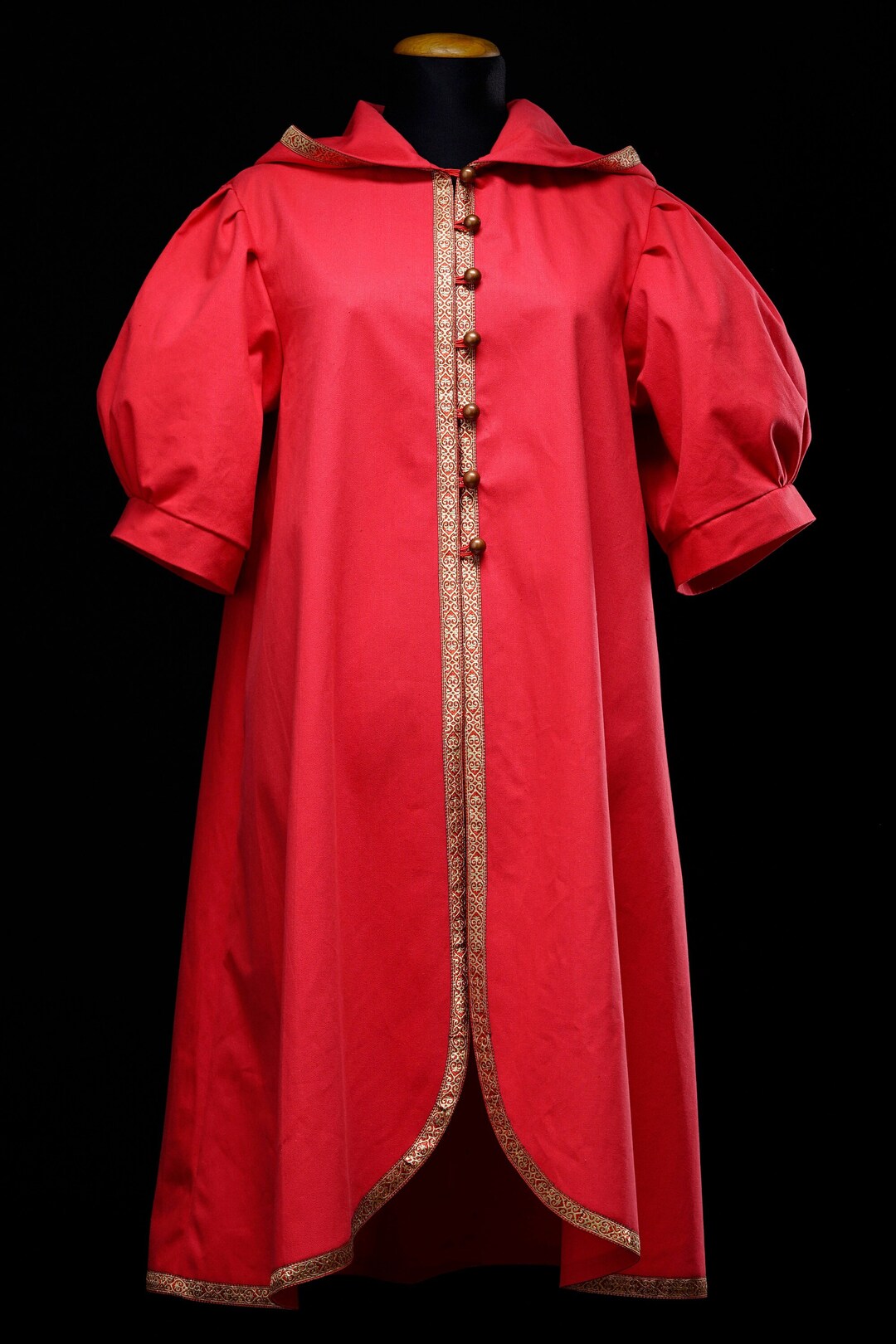 Coat With the Hood and Puffed Sleeves, Medieval Coat Women, Cotton Coat ...