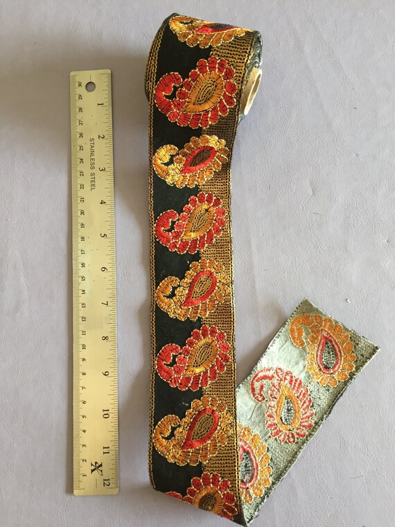 Indian haberdashery ribbon braid trim BlackRedGold-sequin | Etsy