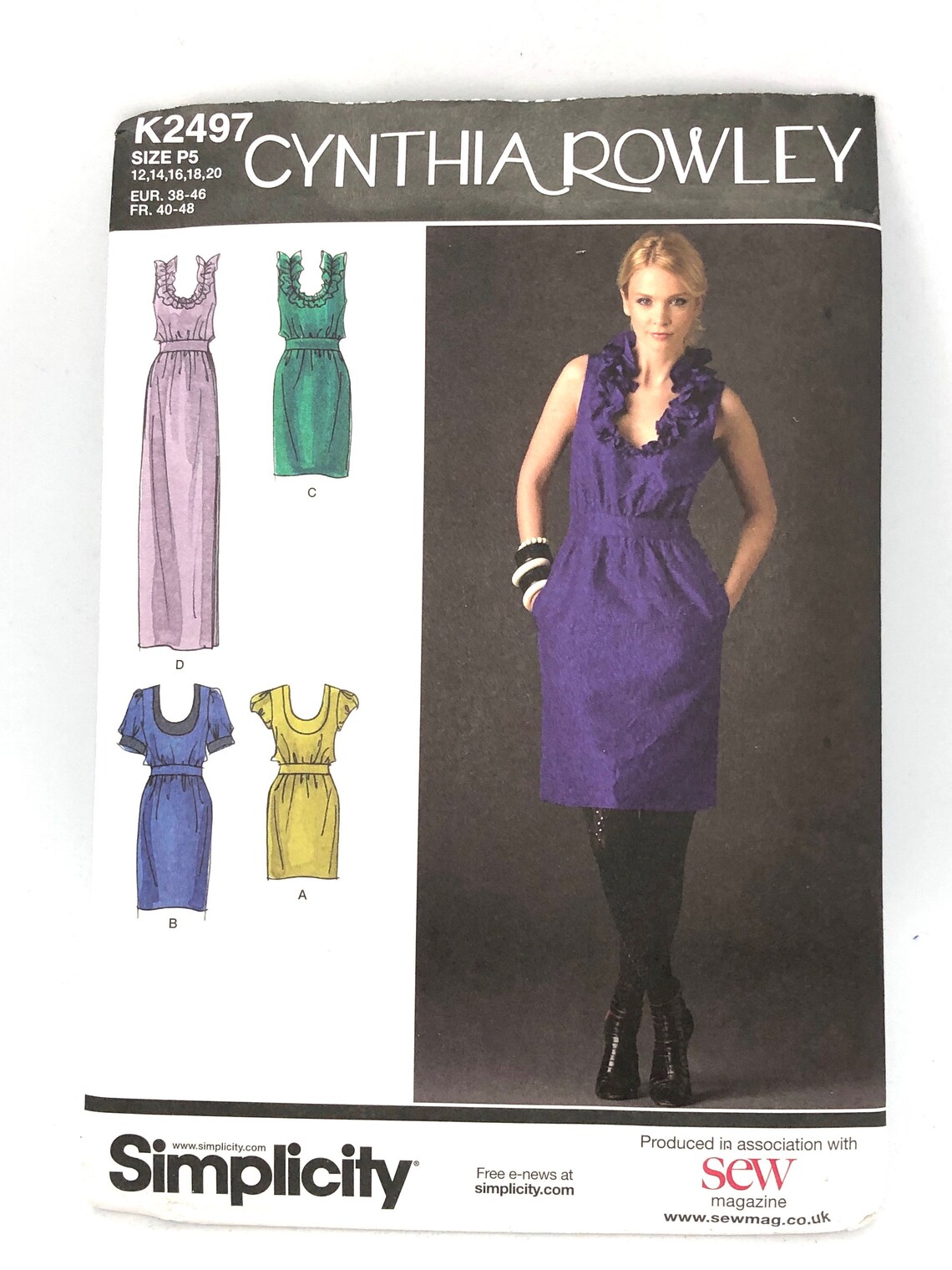 Simplicity Sewing Pattern K2497 Cynthia Rowley Dress Size - Etsy UK