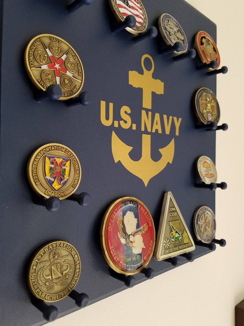 Military Challenge Coin Display Rack - Navy - Wall-mounted - Etsy New ...