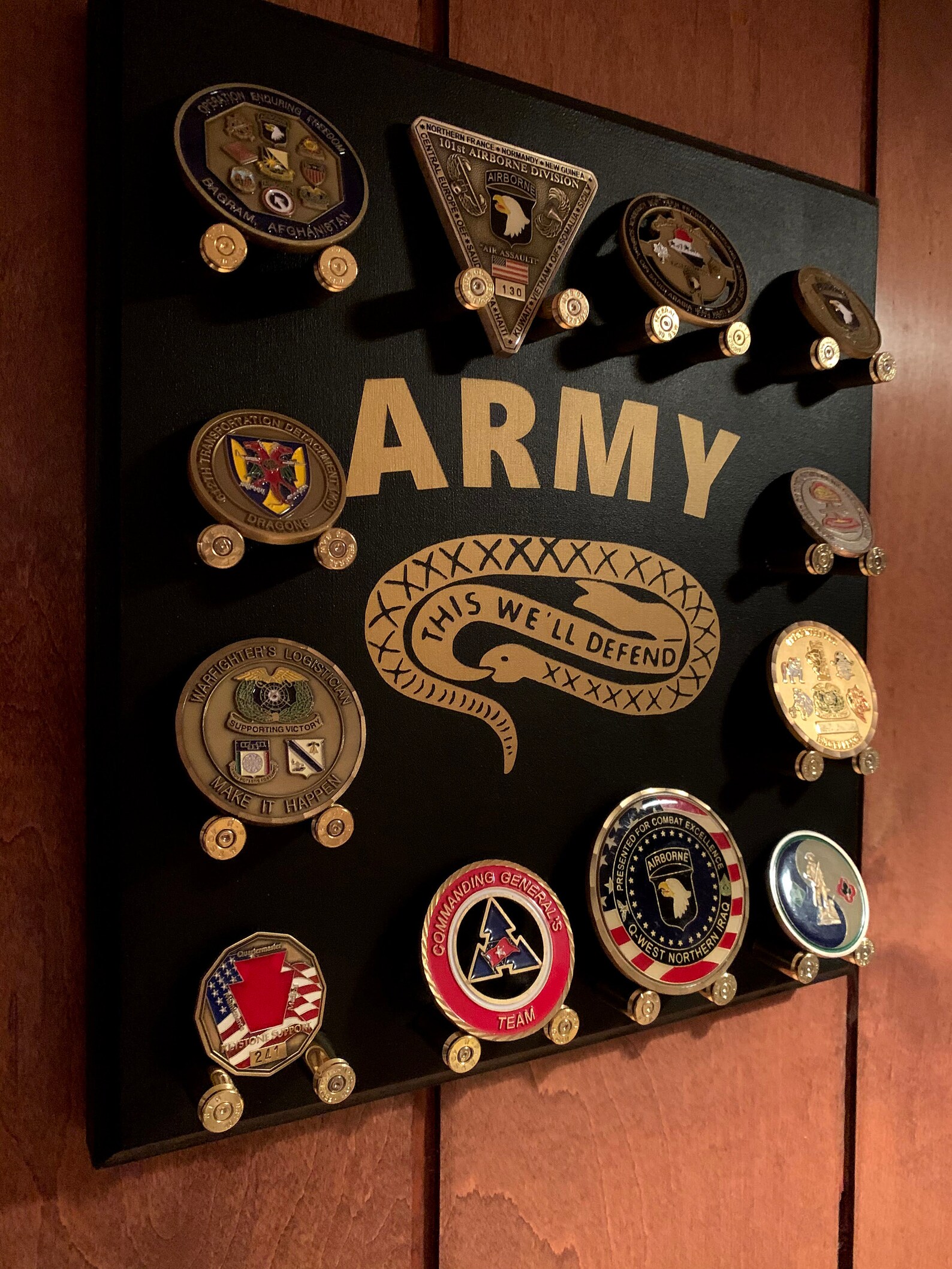 Military Challenge Coin Display Rack With .40 Caliber Shells Army Wall ...