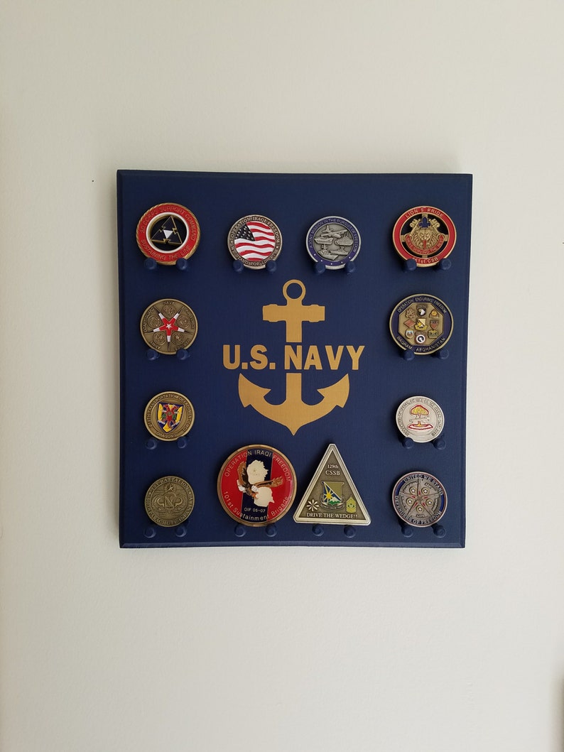 Military Challenge Coin Display Rack - Navy - Wall-mounted - Etsy New ...