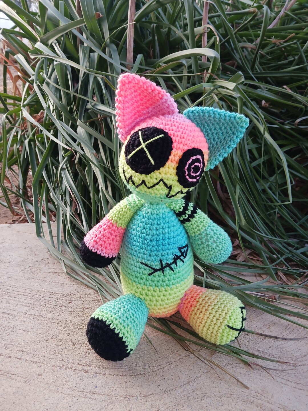 Zombie Cat Amigurumi, Crochet Zombie Cat, Zombie Kitty Plush, Plush ...