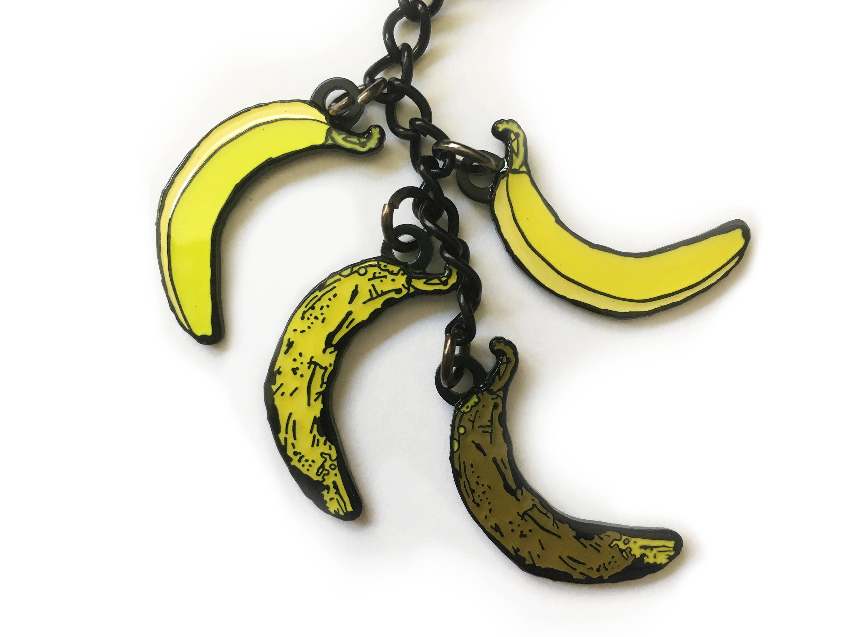 Banana Enamel Keychain Little Wounds Fruit Keychain Banana - Etsy