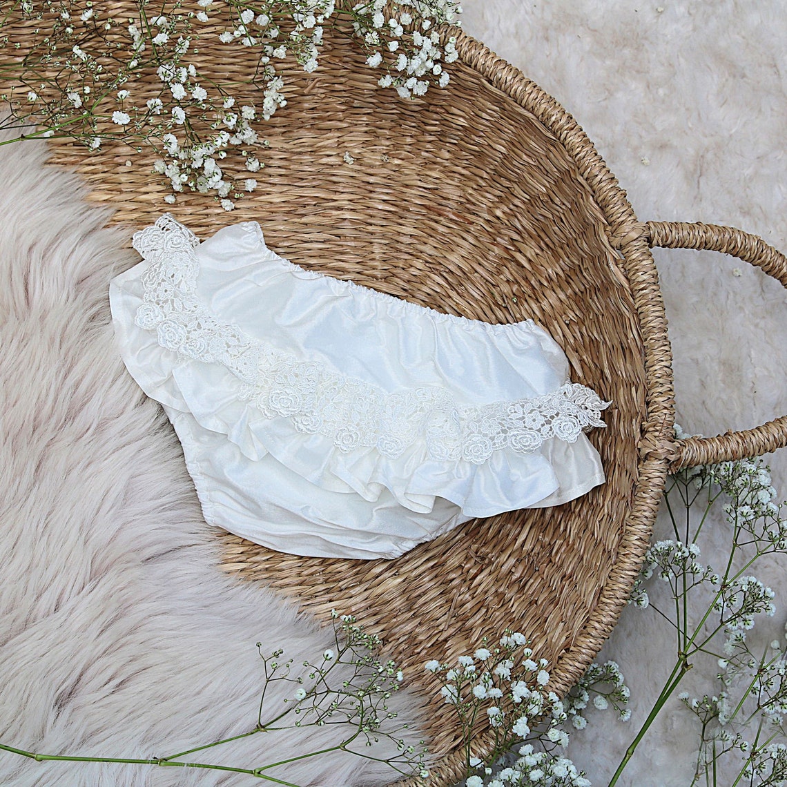 Silk Diaper Cover With Lace Trim Frills – Ruffle Bum Frilly Knickers ...