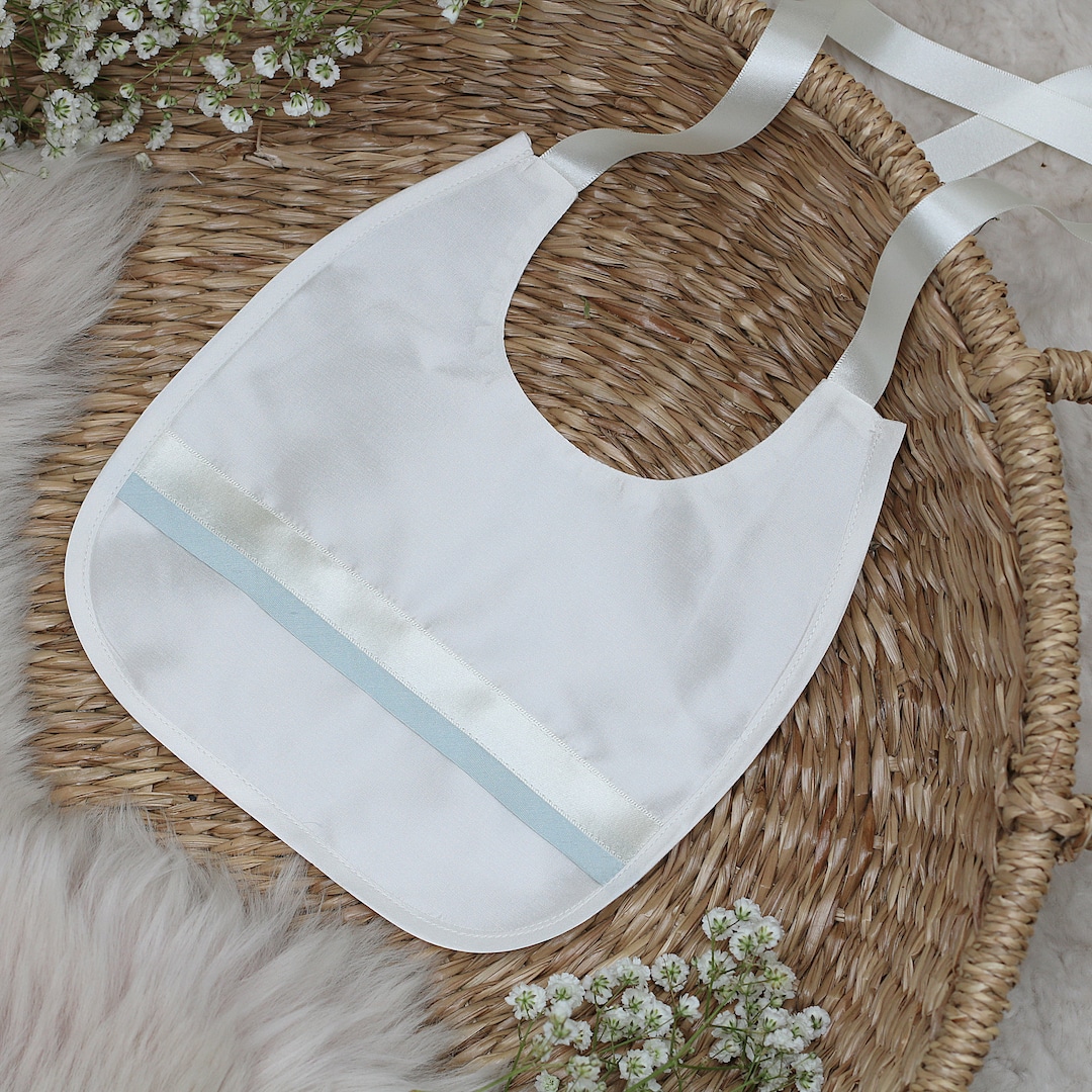 Silk Christening Bib: Handmade Baby Blessing Bib - Echo - Etsy