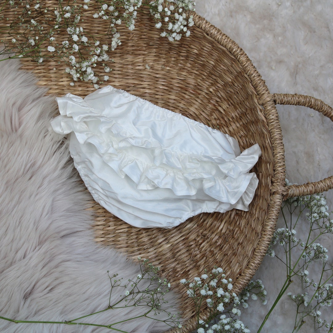 Handmade Silk Ruffle Baby Diaper Cover: Christening Accessory - Etsy