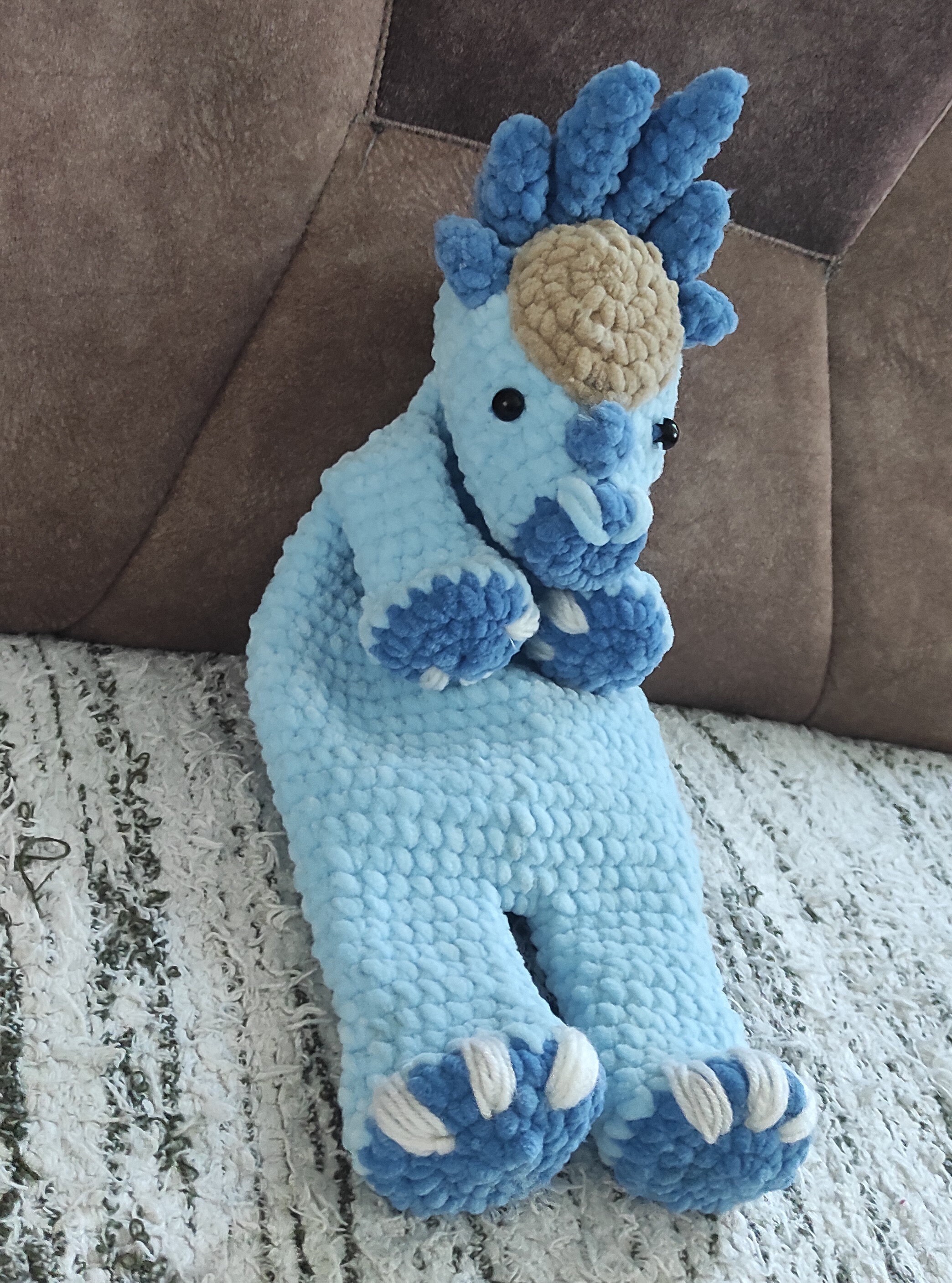 Crochet Dinosaur Snuggler Pattern: Amigurumi Stygimoloch Plush (PDF ...