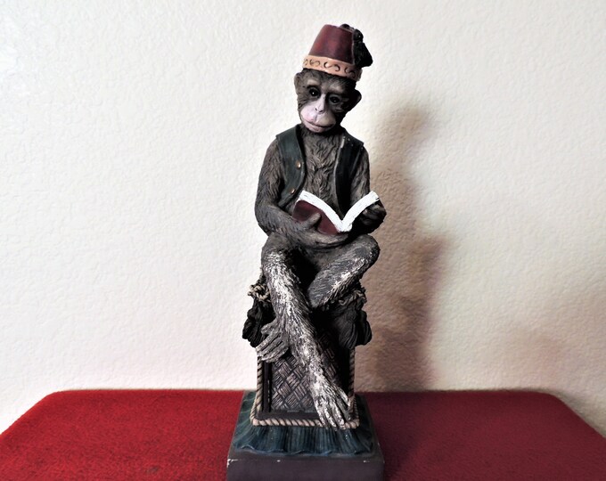 Rare Vintage Monkey Wearing Fez Reading Book Statue Figurine - Etsy