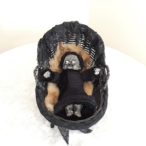 Handmade Light up 666 Creepy Doll / Baby in Bassinet, Halloween Prop ...