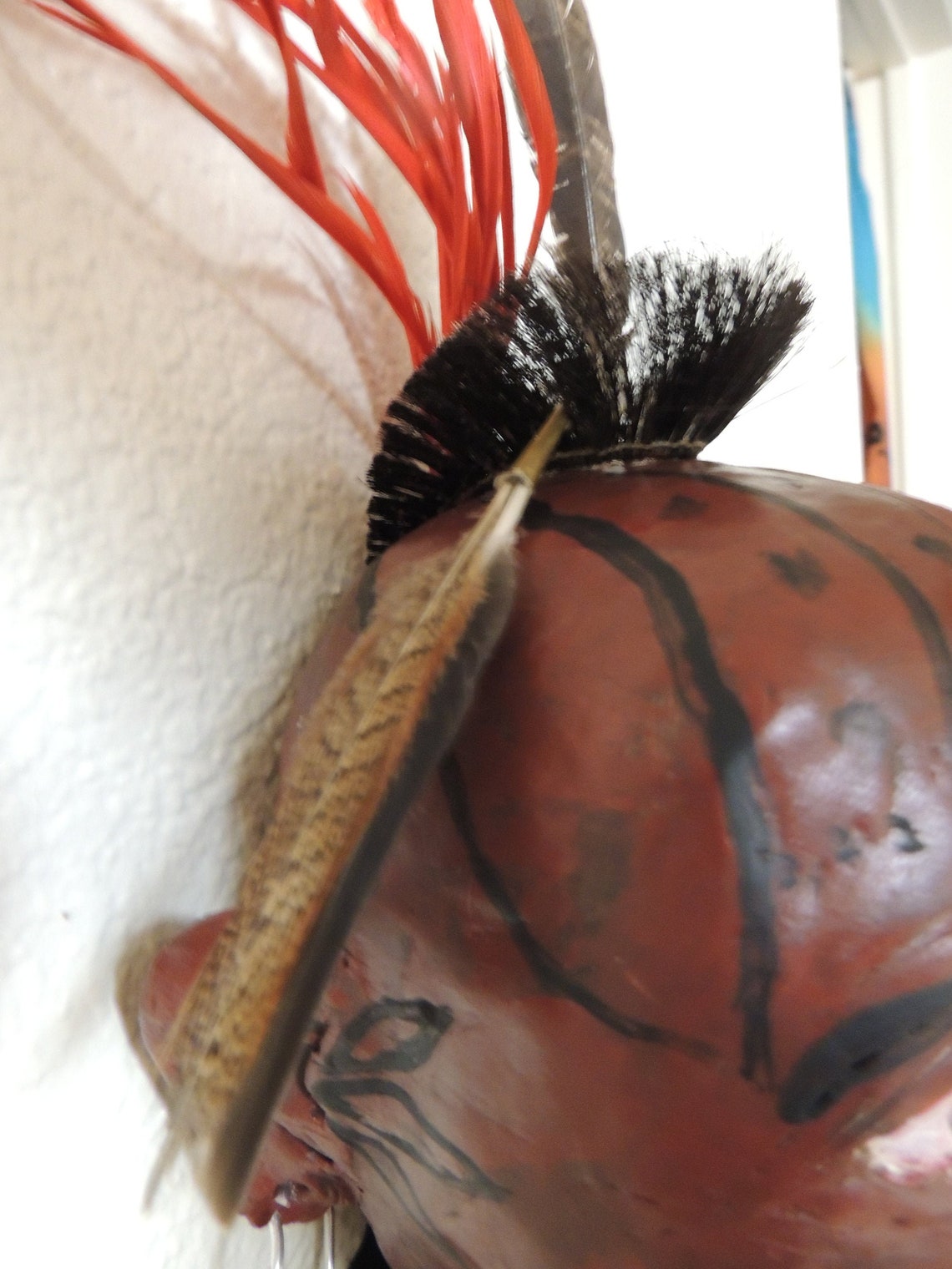 Hand Sculpted Native American Iroquois/mohawk Warrior Wall Hanging Art ...