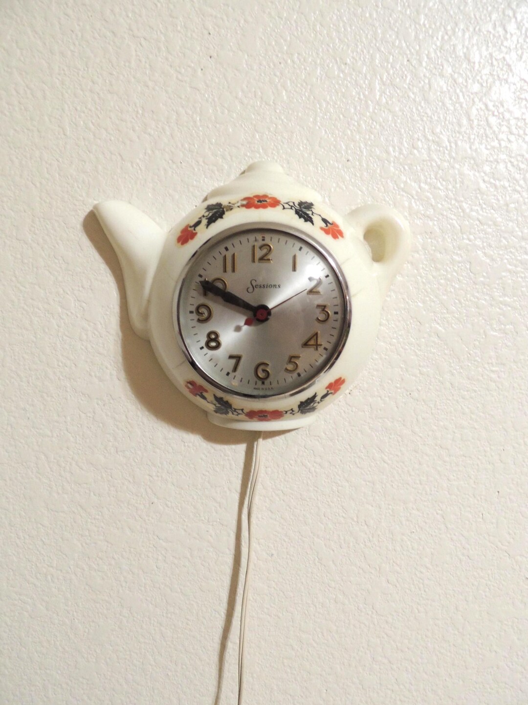 RARE 1960's Sessions Red Poppy Teapot Wall Clock. - Etsy