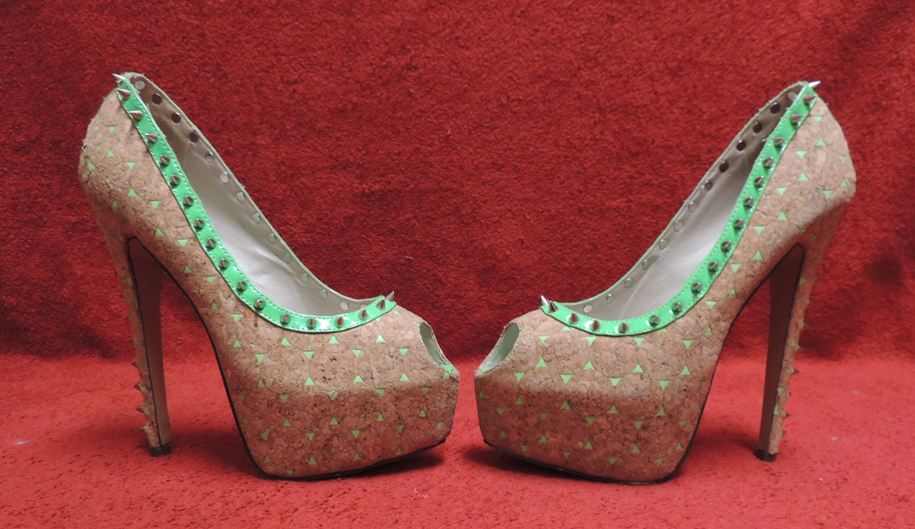 Redkiss Green Ruby Pumps Woman's Size 8 1/2 Open Toe Cork | Etsy