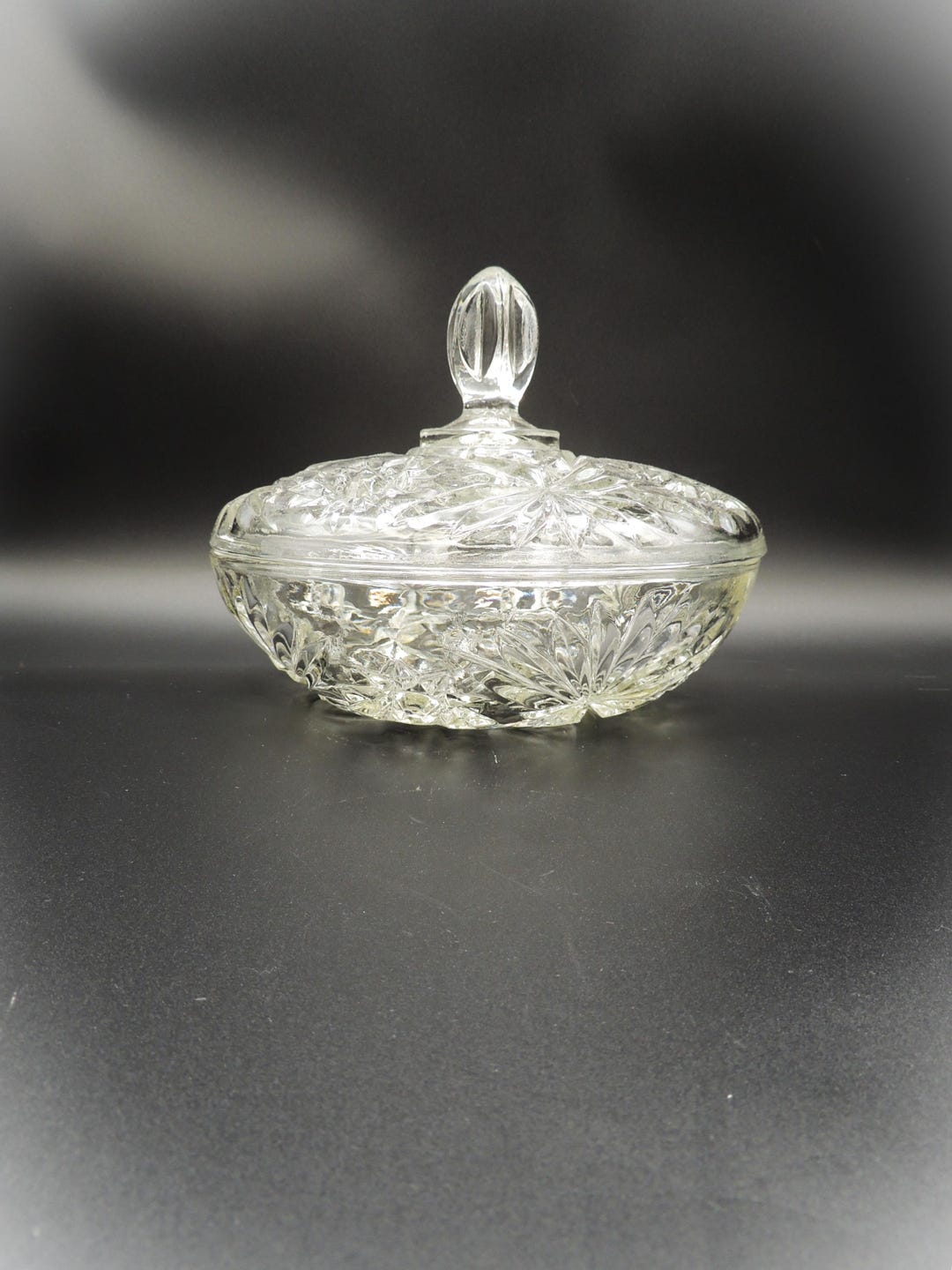 1940's Anchor Hocking Clear Glass Large Candy Dish With Lid. - Etsy