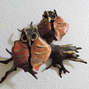 Vintage 70's Copper Owls on a Branch Wall Hanging Decor. - Etsy