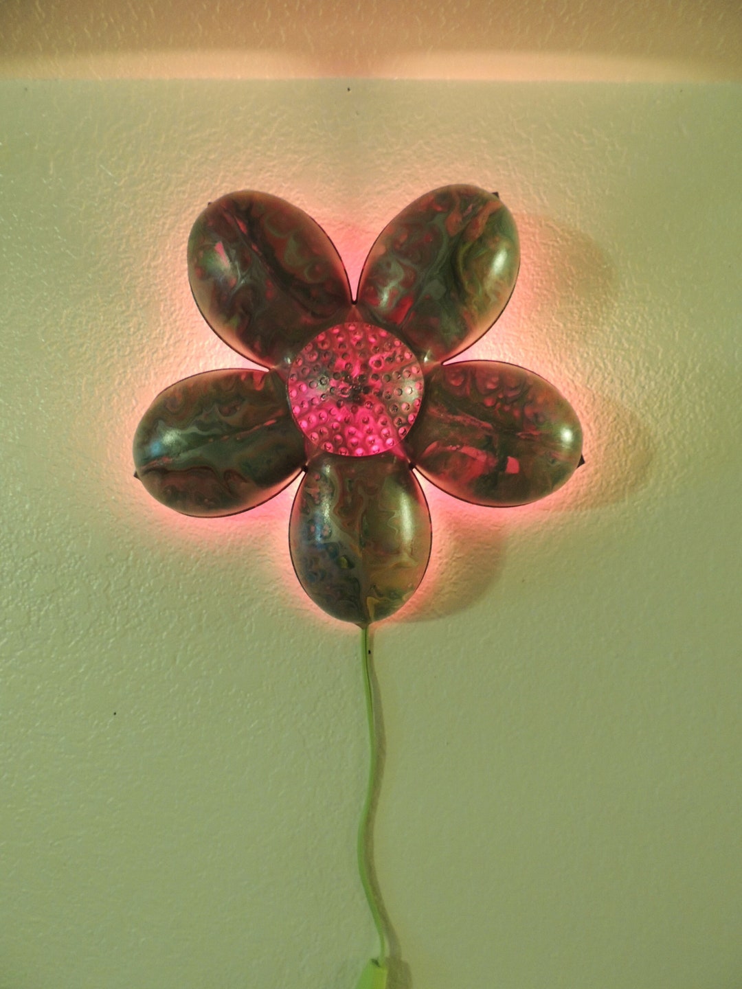Custom Cup Pour Painted Hippy, Boho Flower Nightlight in Psychedelic ...