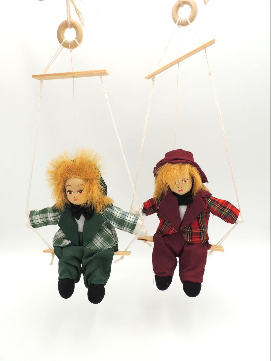 1980's German Brother Boys on a Swing, German Folk Art Sand Dolls. - Etsy