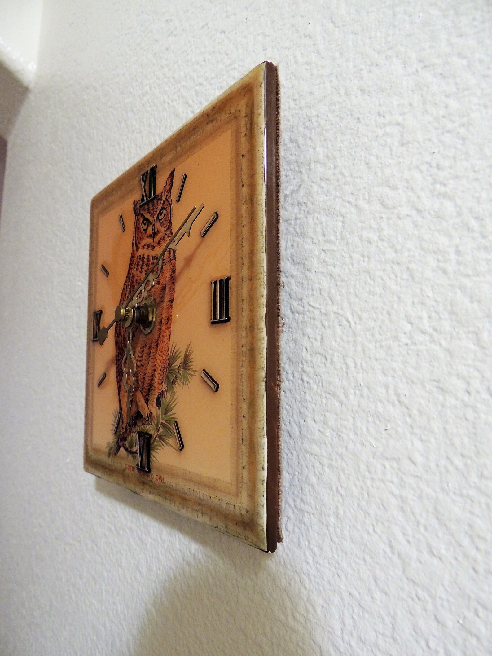 Vintage 1970's Great Horned Owl Tile Clock Roman - Etsy