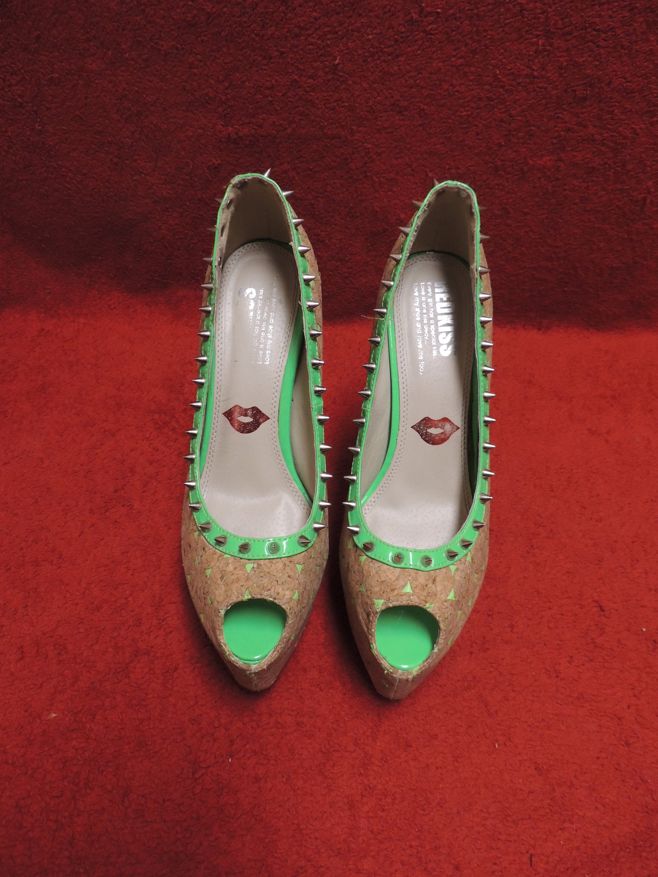 Redkiss Green Ruby Pumps Woman's Size 8 1/2 Open Toe Cork | Etsy