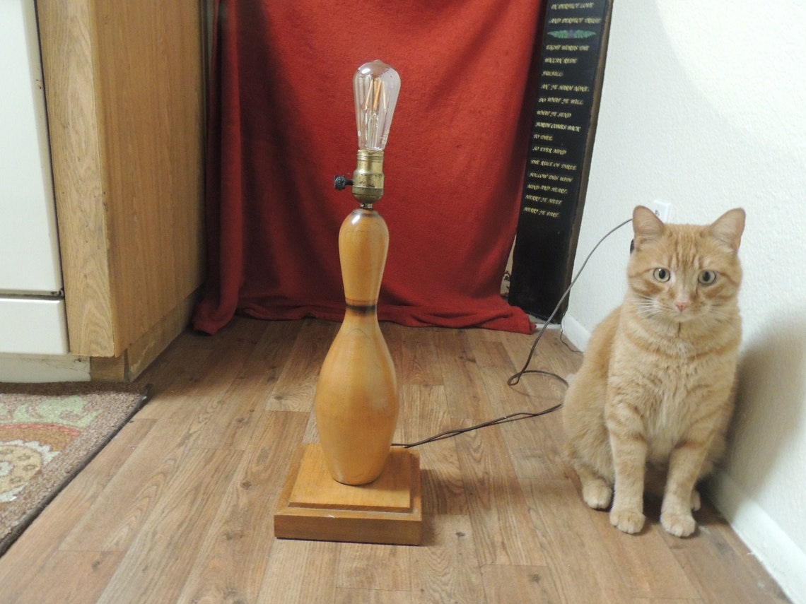 Rare Early 1900s Handmade Wooden Bowling Pin Lamp. - Etsy