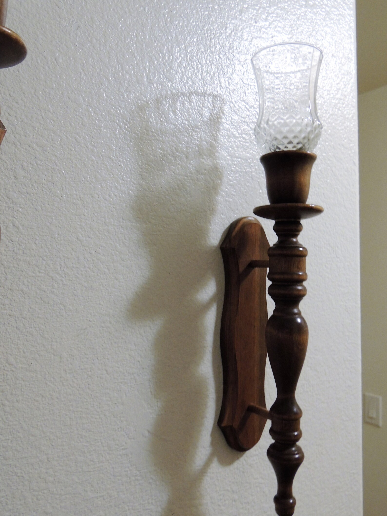 Wood Mid 1970s Colonial Candle Sconces With Glass Shades. - Etsy