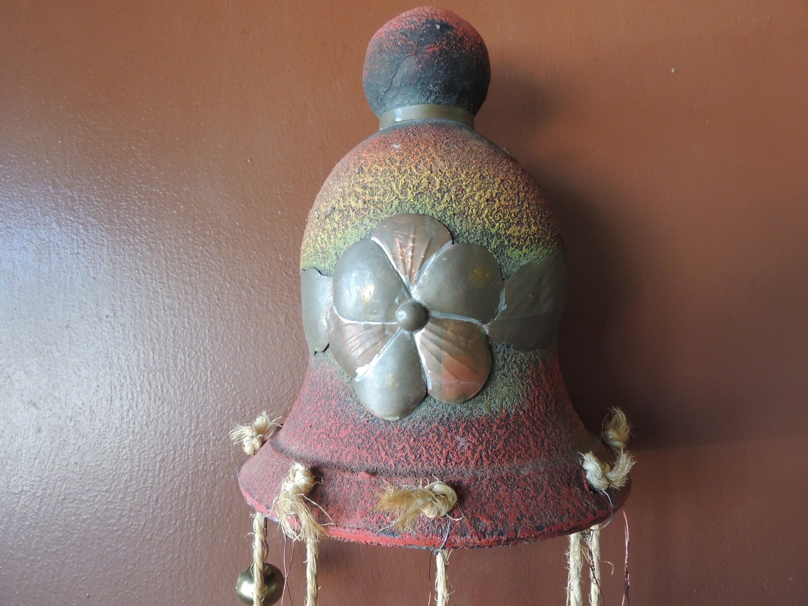 Vintage Pottery Wall Hanging Half Bell, Chimes, Mexico, Spanish, Wall ...