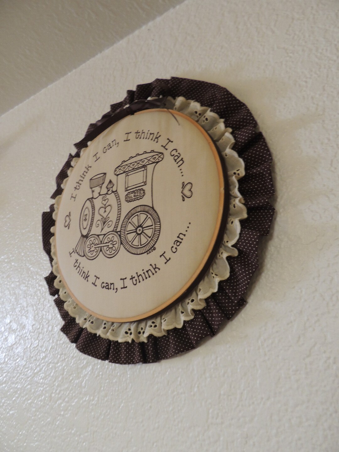 Vintage 1960s Embroidery Hoop, Train I Think I Can With Lace - Etsy