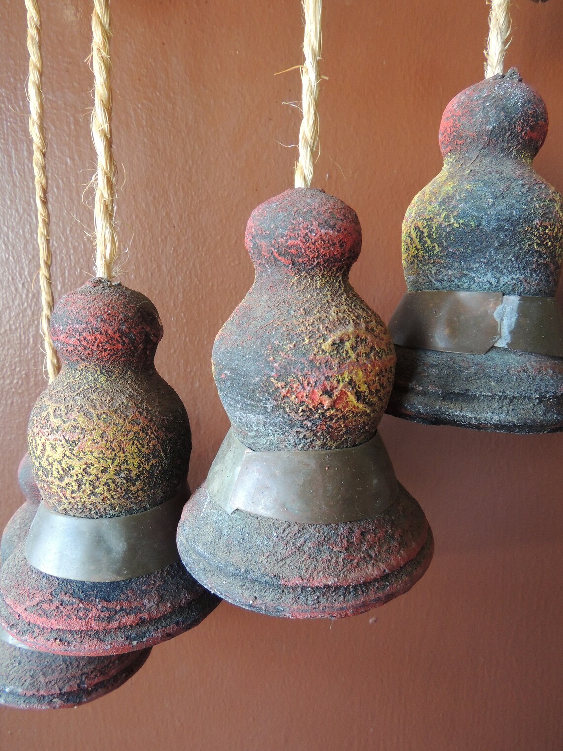 Vintage Pottery Wall Hanging Half Bell, Chimes, Mexico, Spanish, Wall ...