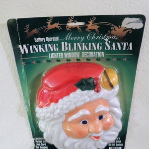 Vintage Christmas Display Winking Blinking Santa Clause Lighted Window ...