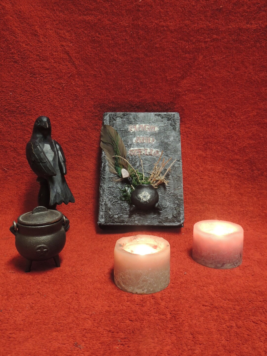 Custom Halloween Spell Book Prop/decor Wiccan, Cauldron, Herbs Magic ...