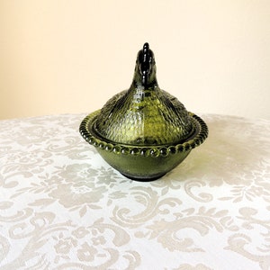 1970's Vintage Indiana Glass, Green Nesting Hen, Collector's . - Etsy