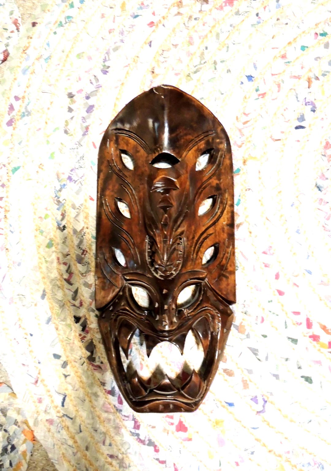 XXL 18" Bakunawa Mask, Monkey Pod Wood. Hand Carved Philippine Art ...